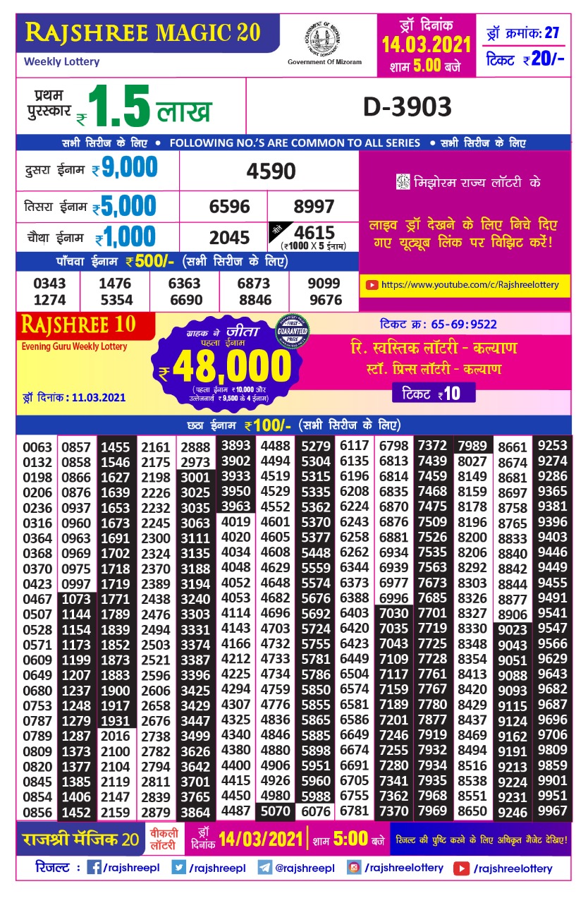 (06.30 PM)Goa Rajshree Magic 20 Lottery Results 2022(Live-Sat)|Gog ...