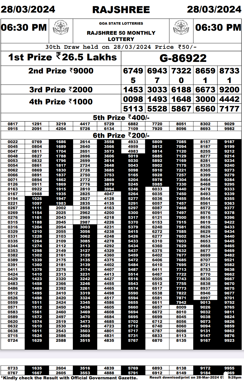 23/05/2024-Rajshree 50 Monthly Lottery Result Today-Live| राजश्री 50 ...