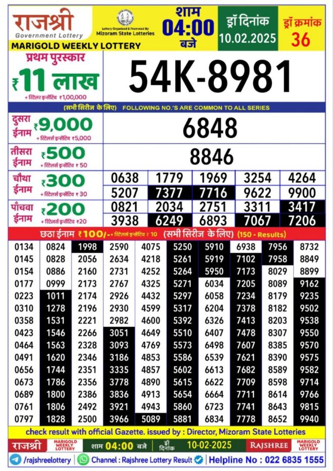 Live-Rajshree & Rajshree 10 Evening Weekly Lottery Results 2024 @4.00 ...