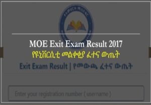 2025 MOE Exit Exam Result 2017-Link የመውጫ ፈተና ውጤት Ethiopia Login ...