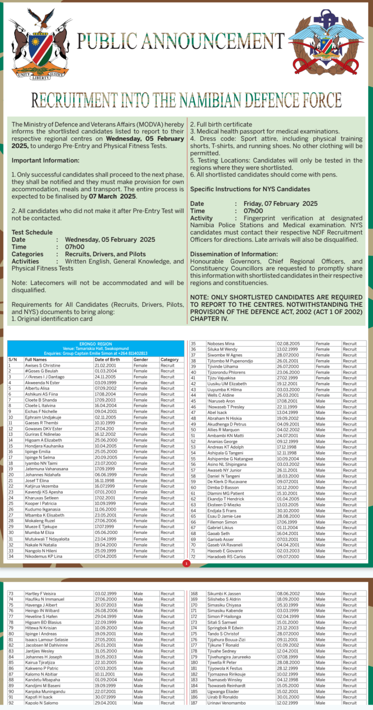 NDF Shortlisted Candidates List 2025 Recruits Pilot and Drivers ...