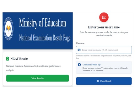 OUT-NGAT Result 2018 EC/ 2025 Ethiopia www.ngat.ethernet.edu.et Ministry Of Education Login ...