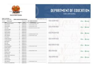 Grade 11 Selection List For 2026 PNG (Links-OUT) National High School ...