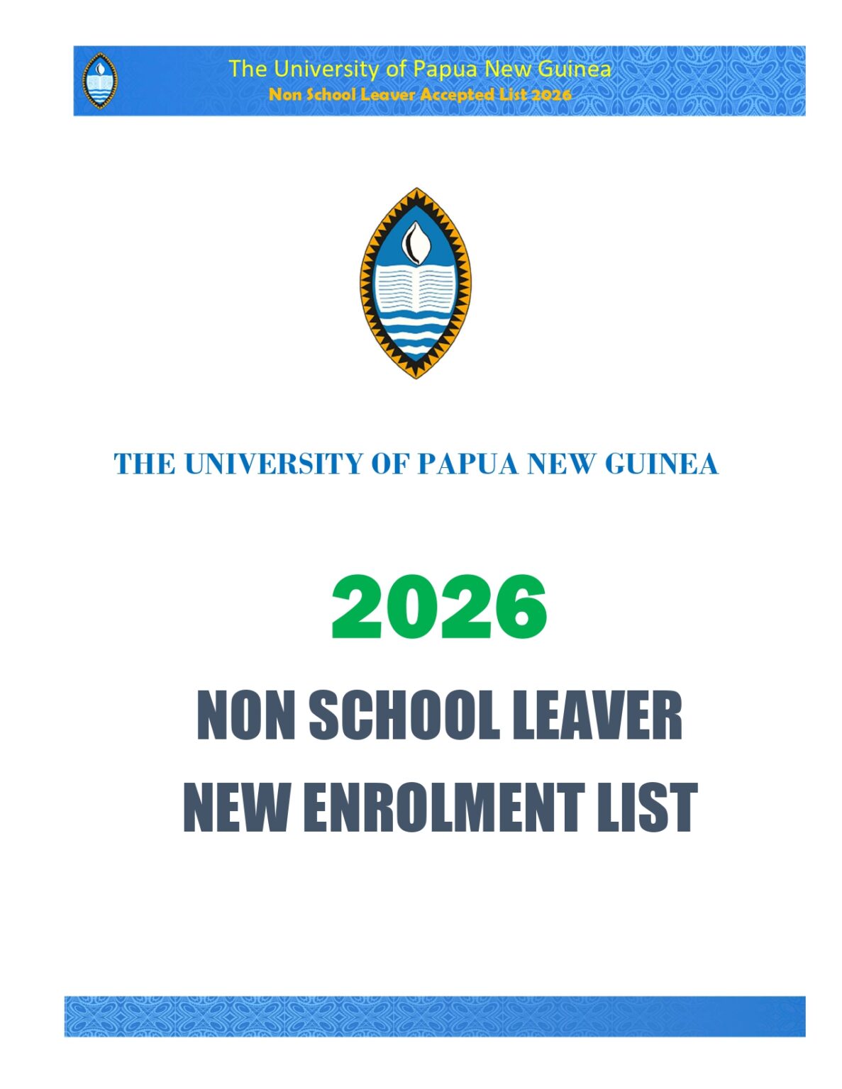 Link-UPNG Continuing List 2026 University of Papua New Guinea 2026 ...