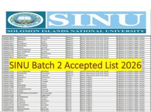 Released-Solomon Islands National University Accepted List 2026 (Batch ...