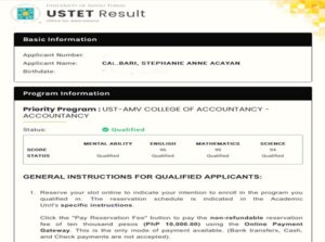 USTET Results 2026 List Of Qualifiers| University Of Santo Tomas ...