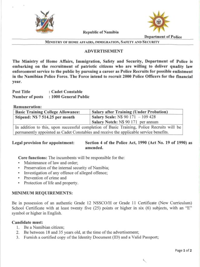 Nampol Cadet Constable Shortlisted 2026 Applicants For 1000 Posts ...